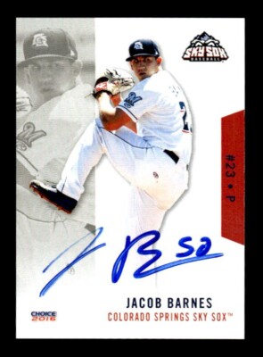 JACOB BARNES SIGNED 2016 CHOICE COLORADO SPRINGS SKY SOX #02 ON-CARD ...