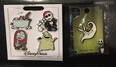 DISNEY NIGHTMARE BEFORE CHRISTMAS 4 PIN SET JACK SALLIE OOGIE + ZERO ...