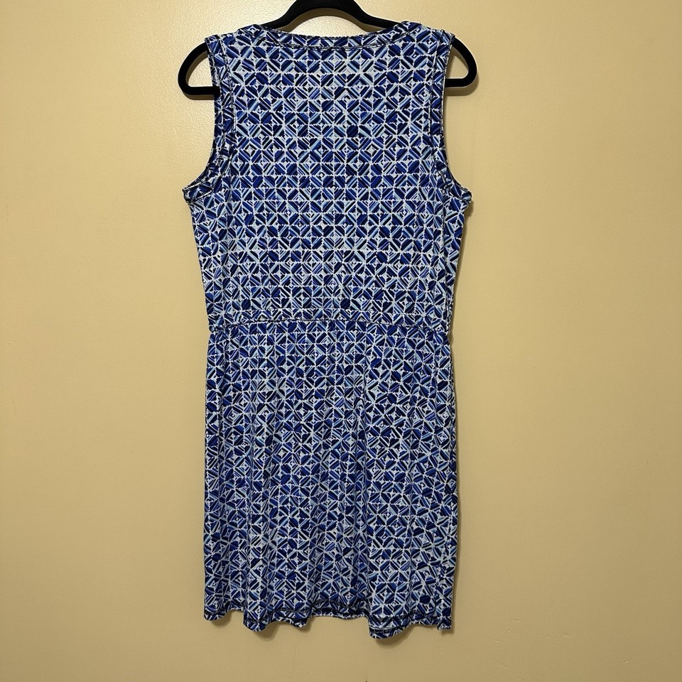 T By Talbots Watercolor Tile Print Dress Sleeveless Tassel Women L ...
