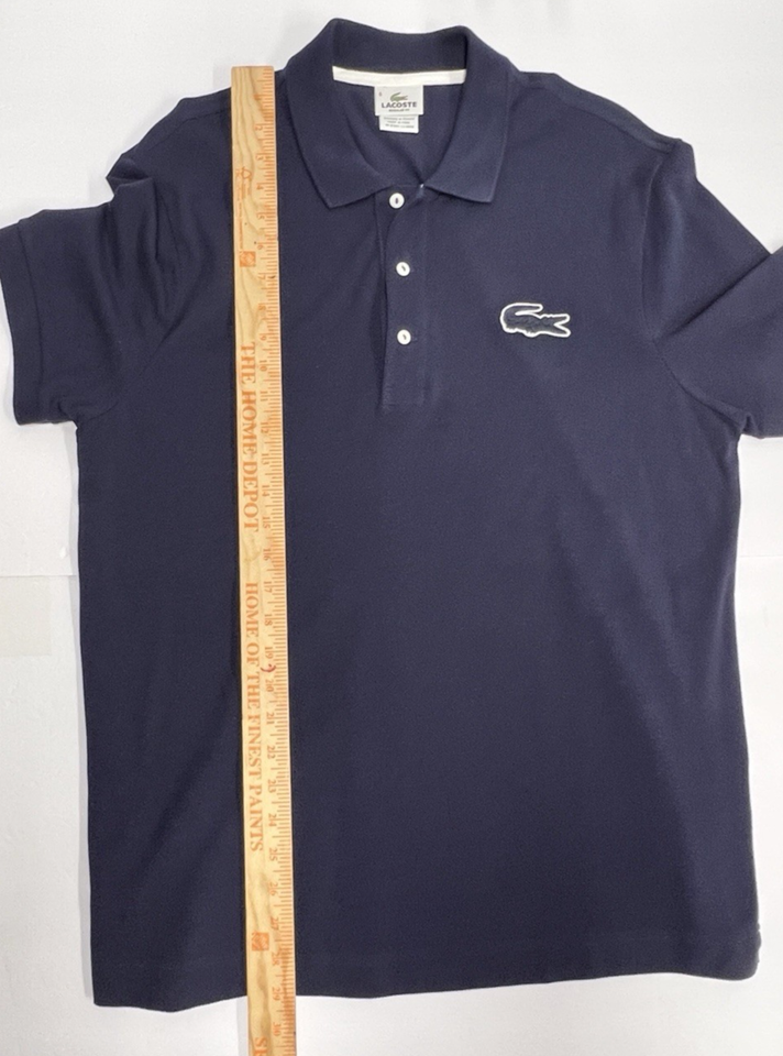 Lacoste Big Croc Logo Navy Blue Regular Fit Polo Shirt Devanlay - Size ...