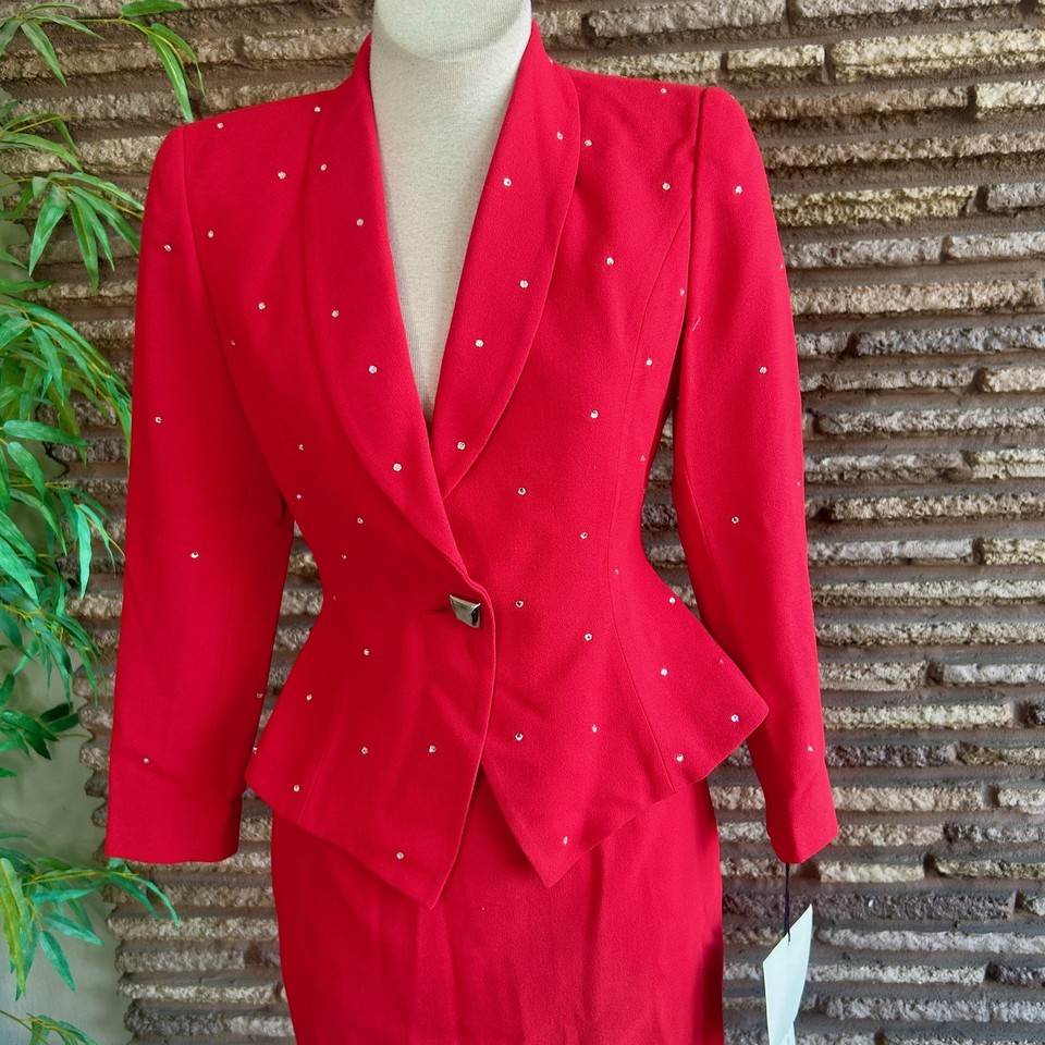 Vintage 80s Red Bling Power Suit by Bicci Florine Wachter NWT Size 6 ...
