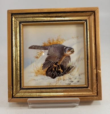 Nigel Creed Hand Painted Ceramic Picture Gold Frame Damaged Bird of ...