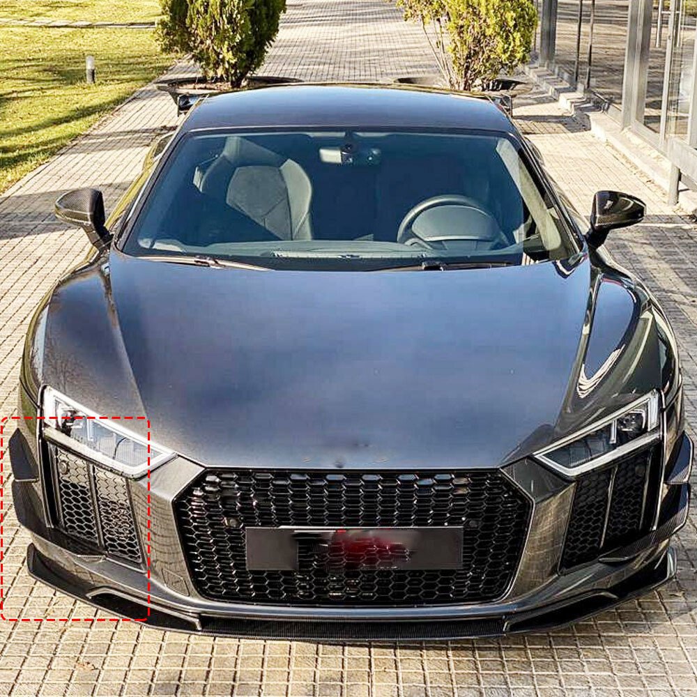 For Audi R8 V8 V10 2016-2018 Real Carbon Front Bumper Splitters Canard ...