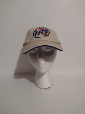 Miller Light Adjustable Baseball Cap Embroidered Tan & Blue | eBay