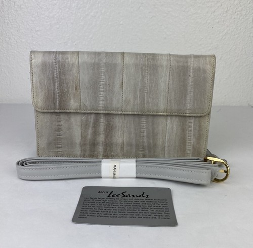 VTG Lee Sands Grey Eel Skin Leather Zip Around Clutch Organizer Wallet ...