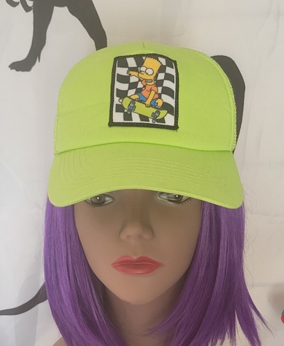 Bart Simpson Trucker Hat Skateboarding Patch Snapback Cap Neon Green ...