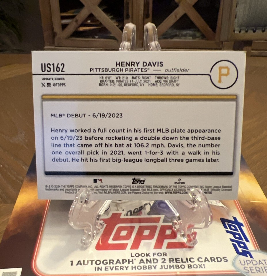 2024 Topps Update Halloween Ghost SSP HENRY DAVIS Rookie Debut Pirates ...