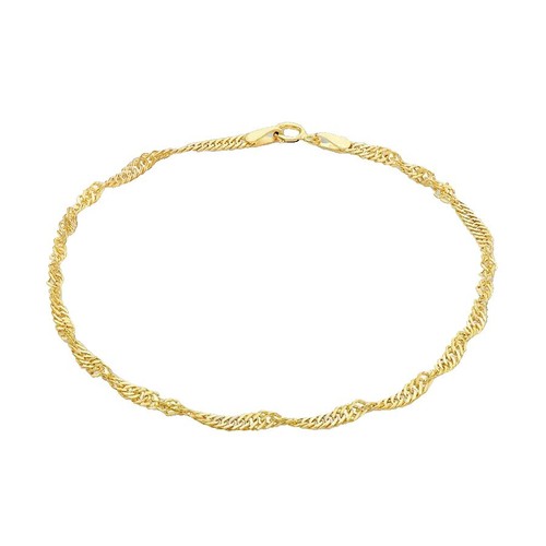9ct Yellow Gold 45 Twist Curb Chain Bracelet 19cm/7.5" Thin Womens ...