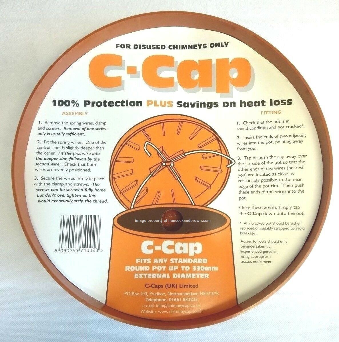 C CAP Terracotta Chimney Capping Cowl fits disused Chimney Pots Up To ...