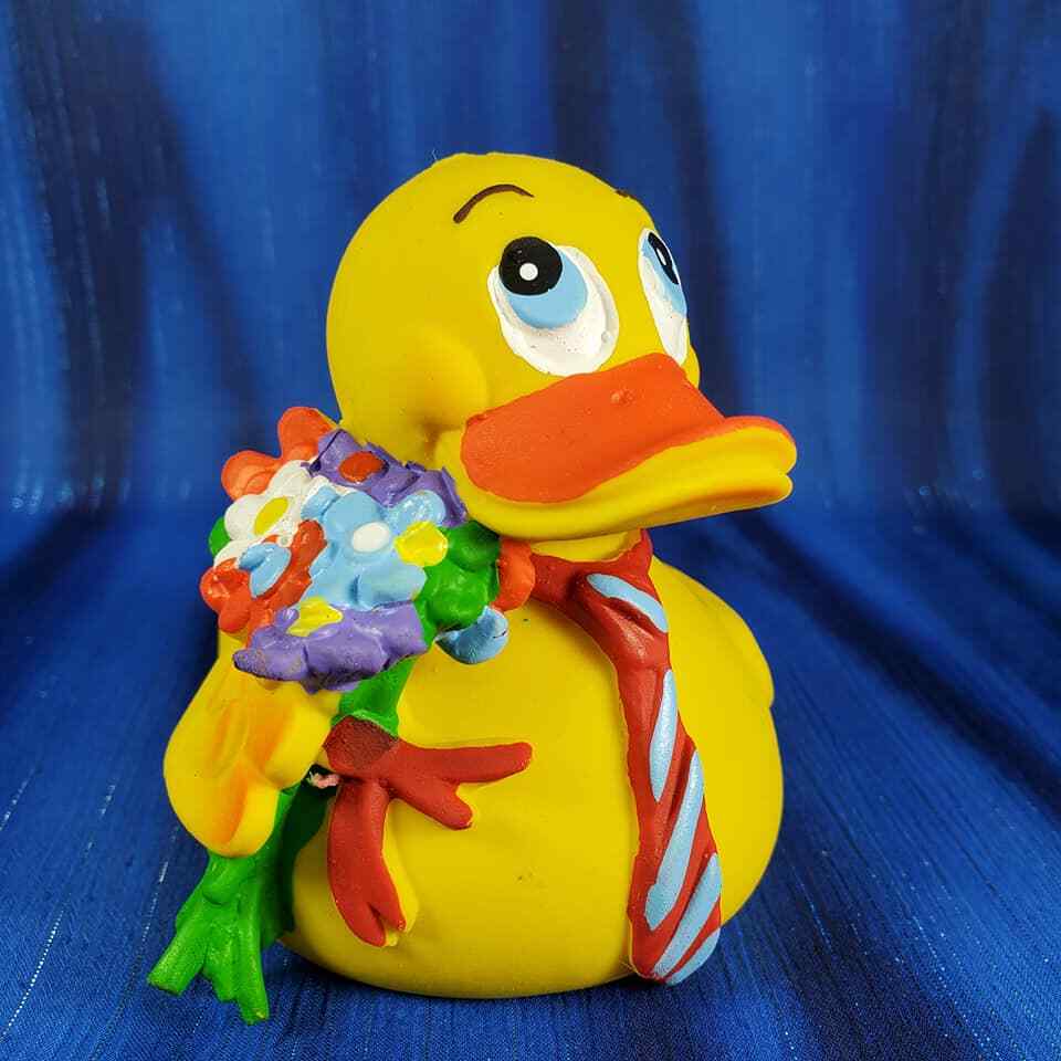 Duck with Flowers Bachelor Rubber Duck Proposal Organic Lanco Valentine ...