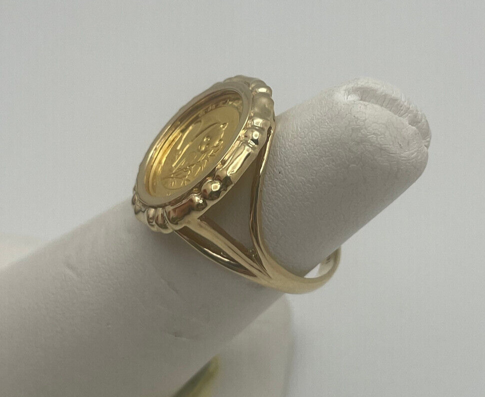 14K Yellow Gold 1988 1/20oz .999 Gold Chinese Panda Coin Ring 5.47 ...