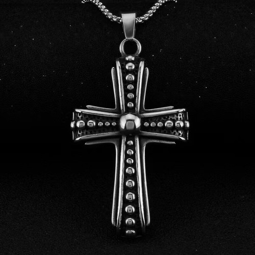 Men's Vintage Gothic Cross Pendant Necklace Christian Catholic Jewelry ...