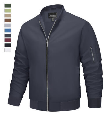 Men's Casual Baseball Jacket Spring Fall Lightweight Bomber Coat Pilot ...