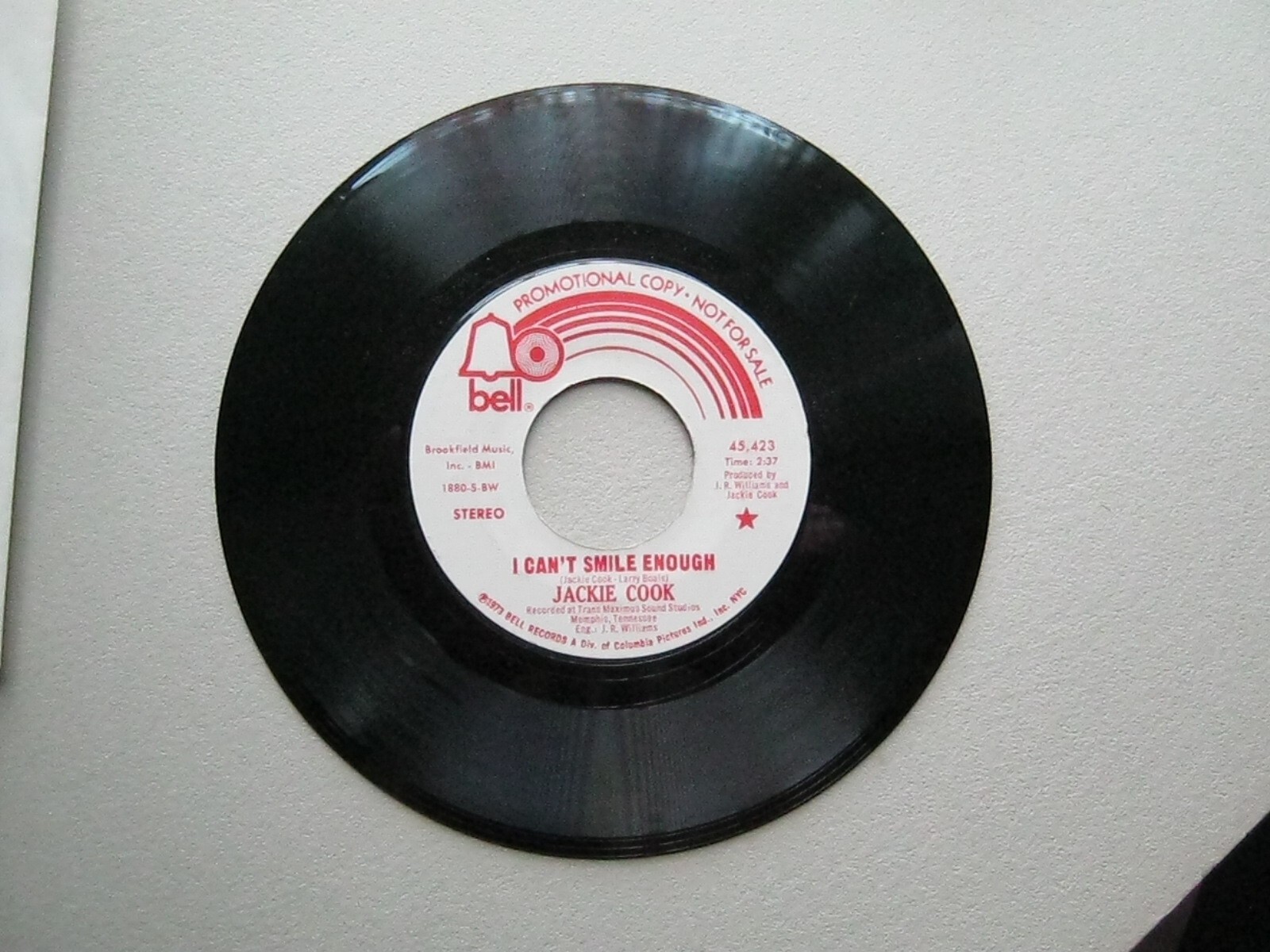 I Can't Smile Enough Jackie Cook 45rpm Bell 1880-S-BW (1973) PROMO | eBay