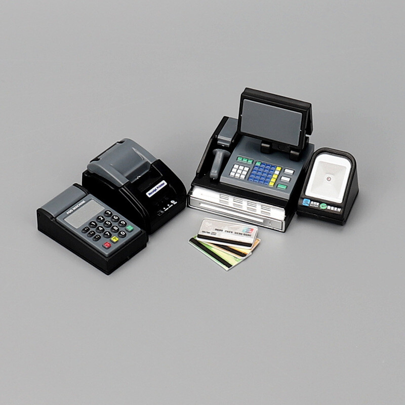 7PC Tiny Cashier Credit Card Machine 1/6 Scale Dollhouse Miniatures ...