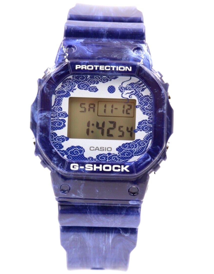 Casio G-Shock Blue Chinese Ceramic Patterns Men Chrono Watch DW5600BWP ...