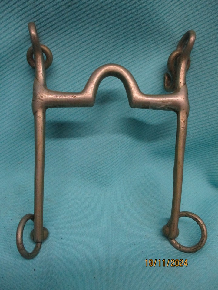 STAR STEEL SILVER Marked Straight Shank Gaited Horse Riding Bit USA ...