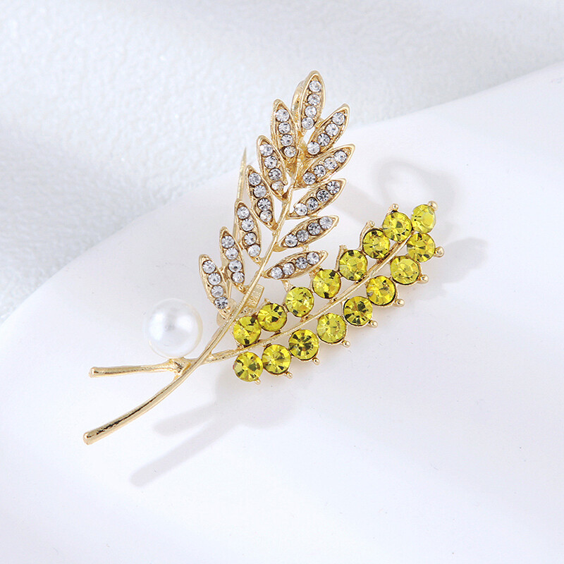 Rhinestone Wheat Brooch Collar Pins For Suit Women Men's Party Brooches ...