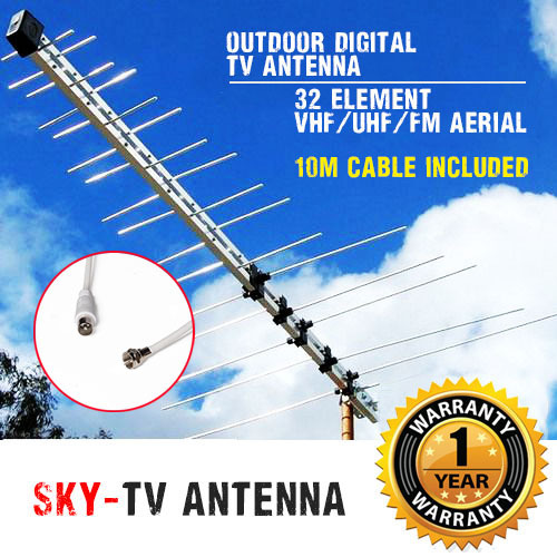 New TV Antenna 32 Element Log Periodic Outdoor UHF VHF FM HDTV Digital ...