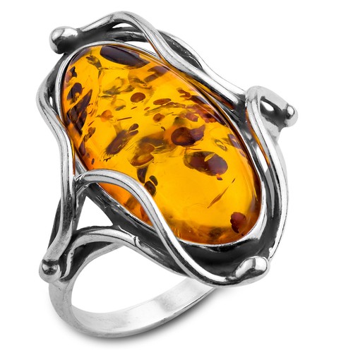 925 Solid Sterling Silver Honey Baltic Amber Oval Designer Classic ...