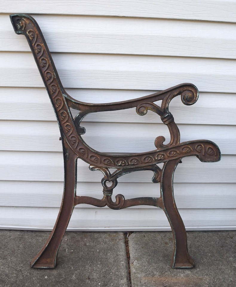 Vintage Ornate Cast Iron Park Bench Ends With Back Panel | eBay