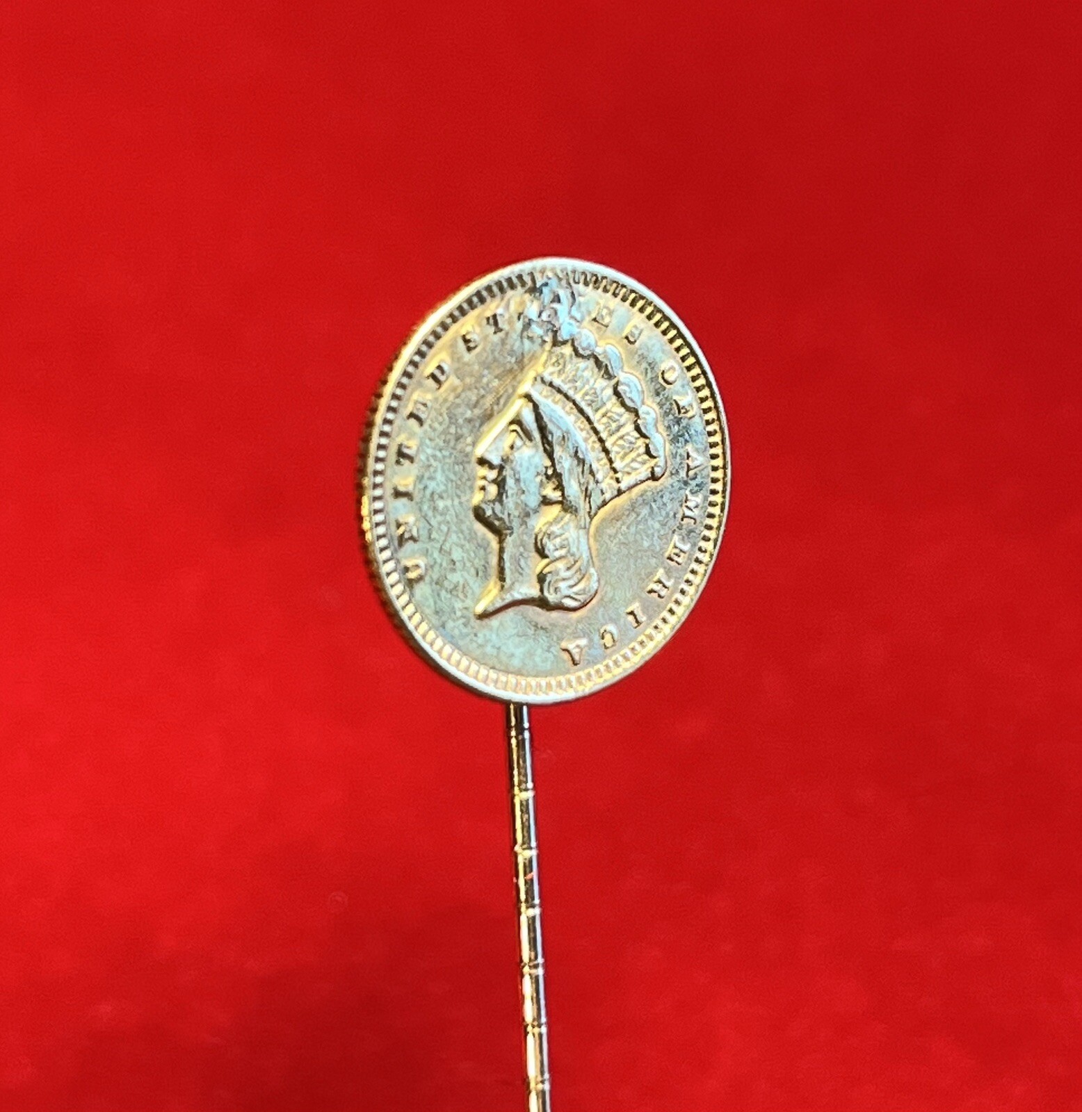 Antique 1873 Indian Princess 1 Dollar Gold Coin Stick Pin | eBay