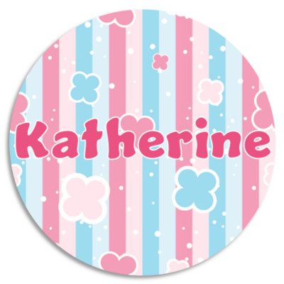 Katherine - 25 Pack Circle Stickers 3 Inch Name Tag Water Bottle School ...