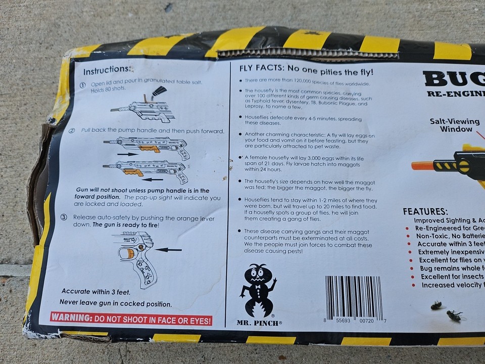 New BUG-A-SALT Yellow 2.5 Salt GUN Rifle Fly Hunter Bug Killing Device ...