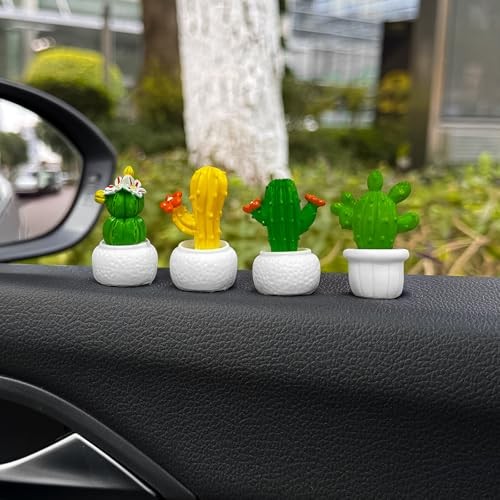 4 PCS Mini Cactus Car Ornament Accessories, Cute Plant Car 4 Pcs Mini ...