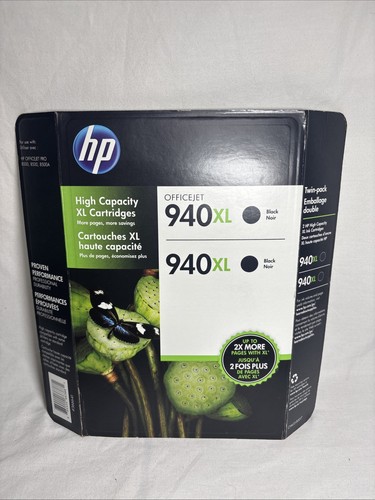 New /Sealed GENUINE HP 940XL Black Ink Cartridge 2-Pack Officejet April ...