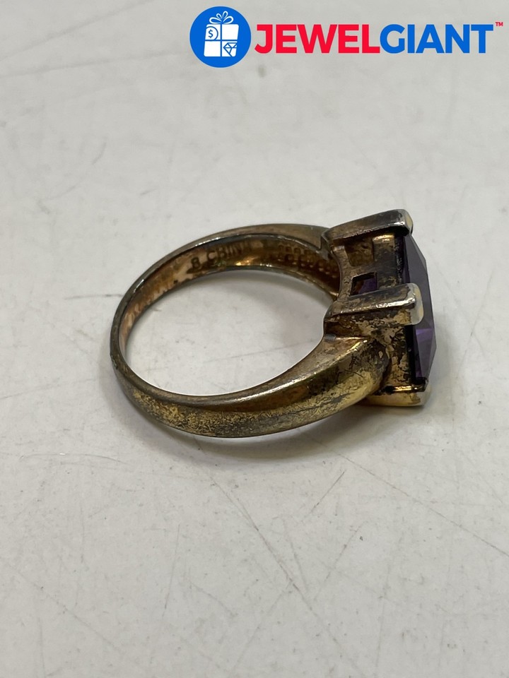 GOLD-PLATED STERLING SILVER ROSS SIMONS PURPLE STONE RING SIZE 7.75 5 ...