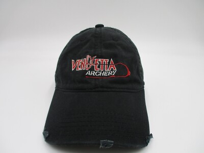 Vendetta Archery Hat Cap Black Adjustable Strap Back Distressed | eBay