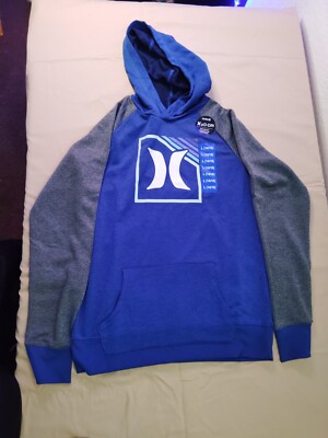New Boy's Hurley Blue Pullover Active Hoodie Large 14 - 16 with H20-DRI ...
