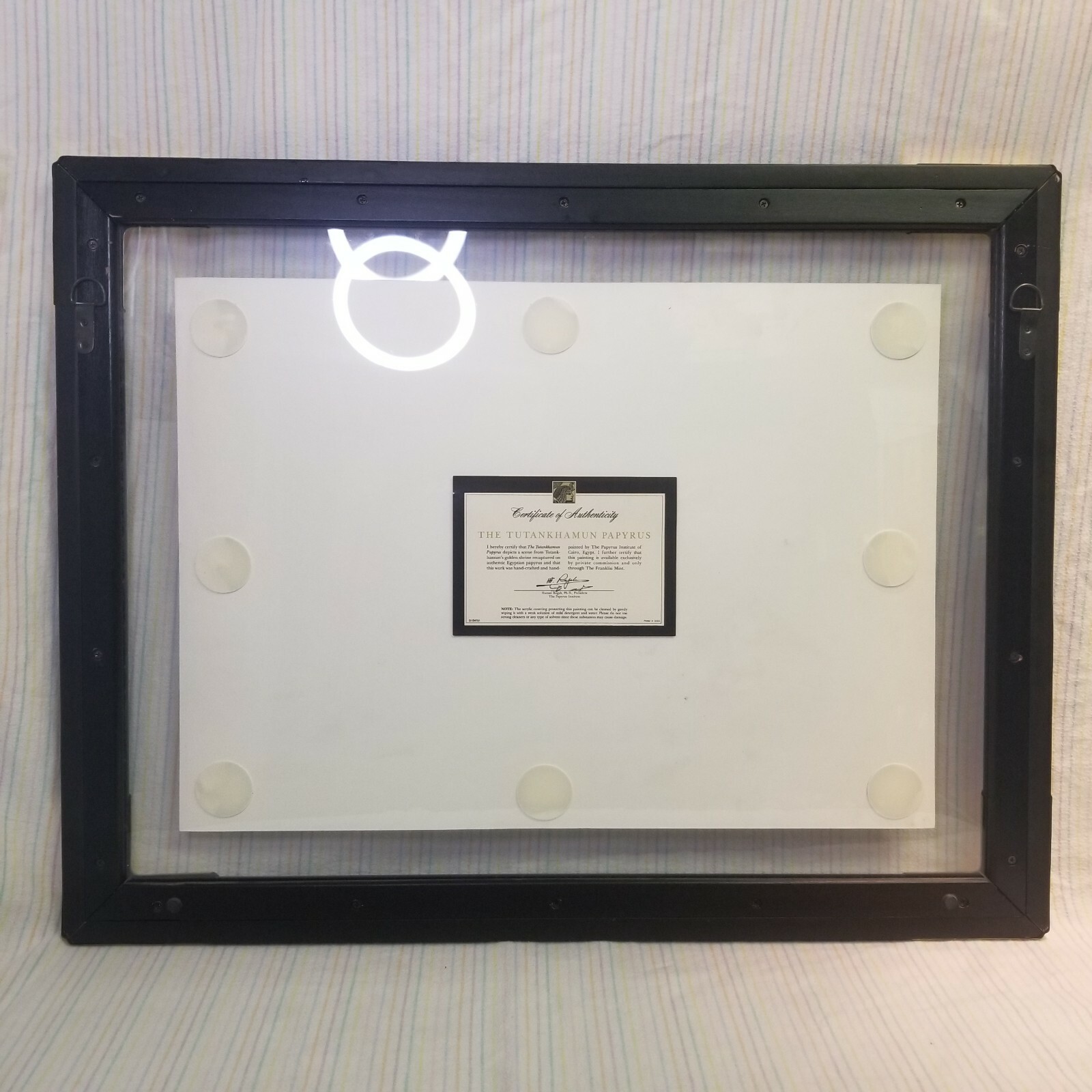Framed 1980s Franklin Mint Egyptian King Tut Papyrus Institute of Cairo ...