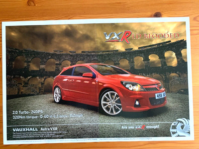 VAUXHALL ASTRA VXR 240 PS RARE COLLECTIBLE FRAMEABLE ORIGINAL CLASSIC ...