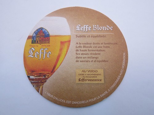 Beer Brewery COASTER ~*~ LEFFE Blonde Bier ~ Leuven, Belgium ...