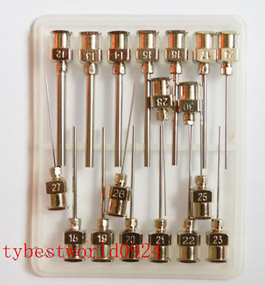 NEW 12pcs 12Ga-23Ga 1" Blunt stainless steel dispensing syringe needle ...