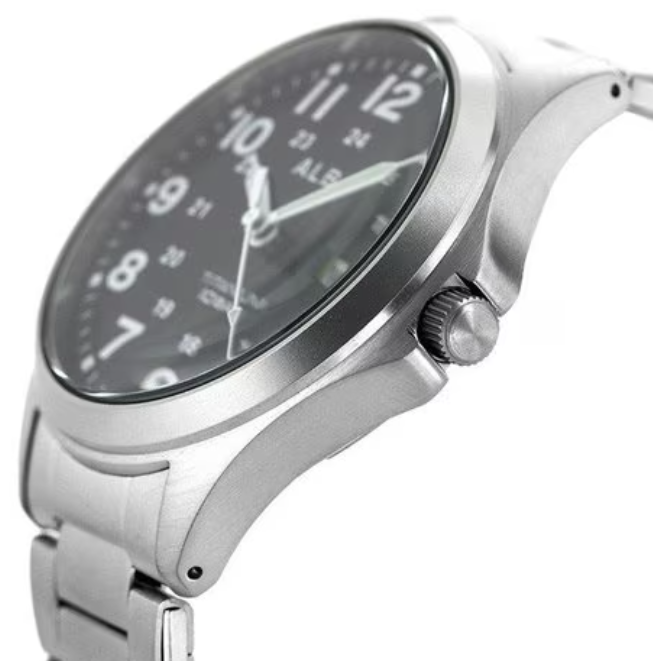 SEIKO ALBA Military Field Watch AQPJ402 Black Titanium Day Date ...