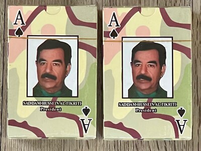 2 Sadam Saddam Hussein PLAYING CARDS Al-Tikriti Most Wanted Iraq War ...