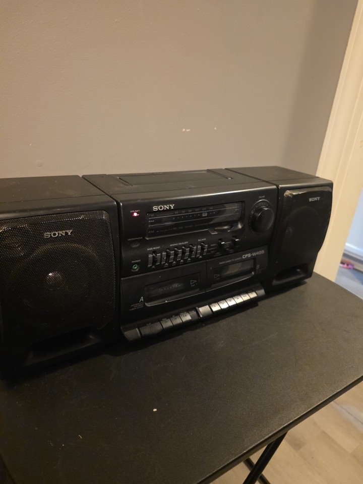 Sony CFS-W455 Stereo Double Cassette Radio Boom Box Detachable Speakers ...