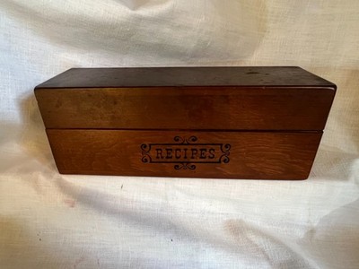 Vtg Wood Double Sided Recipe Box + assort. Handwritten, Typed Recipes ...