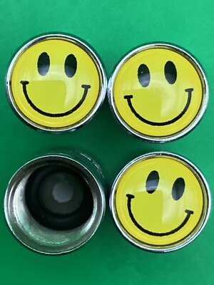 4 Pcs Set Valve Cap With Smiley Face Logo Valve Caps Colour Silver No-1 | eBay Australia