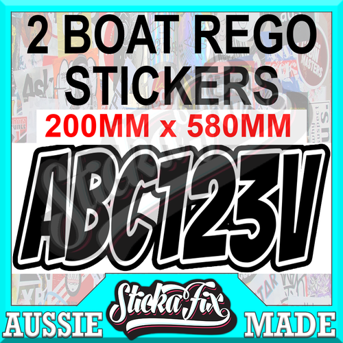 2x Boat Rego Sticker Decals Set 200mm High Vinyl Registration | eBay