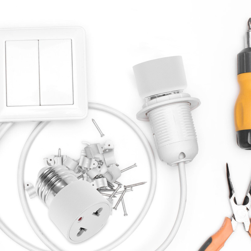 2 Pcs Abs Copper E27 Converter Bulb Socket with Plug Polarized Light to ...