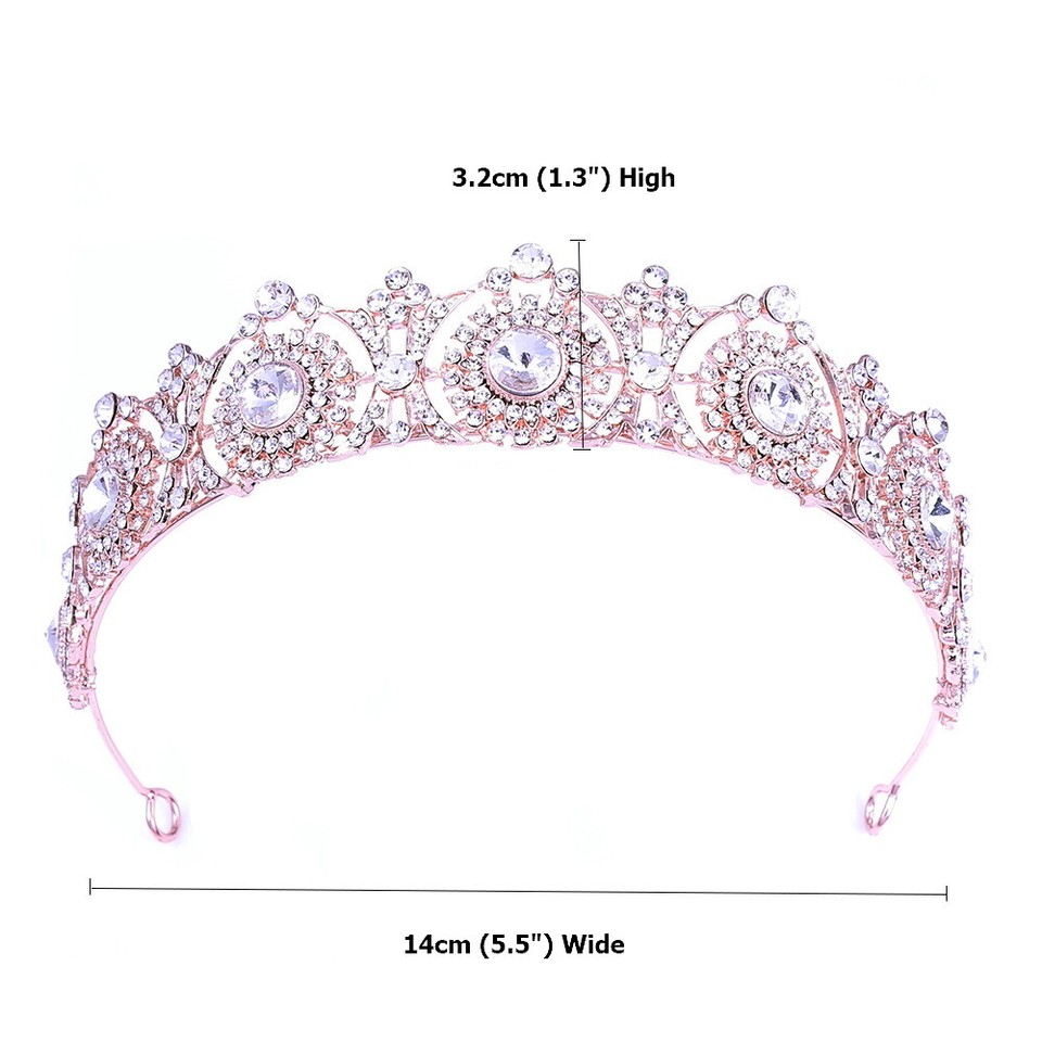 41 Styles Rose Gold Crystal Queen Princess Tiara Crown Wedding Queen ...