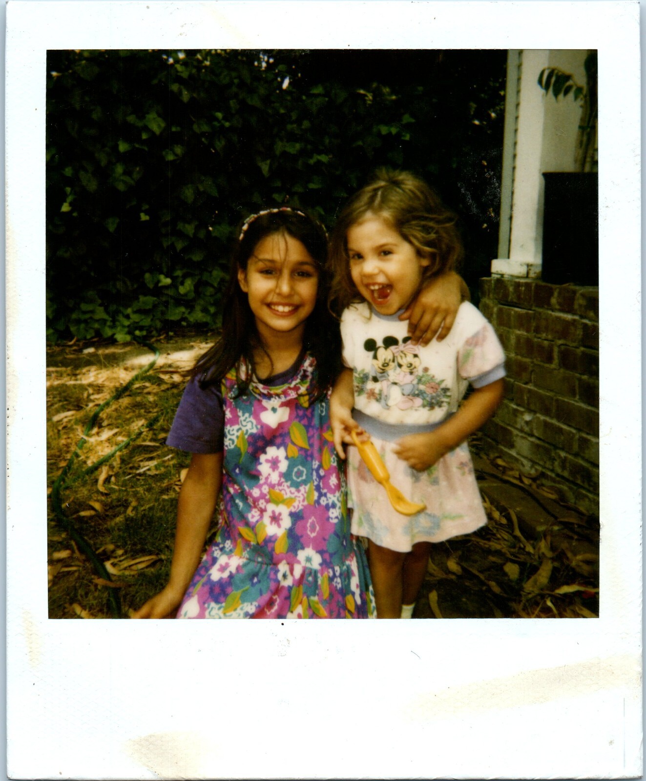 1990s Siblings Hugging Playing Mickey Mini Mouse Shirt Vintage Polaroid ...
