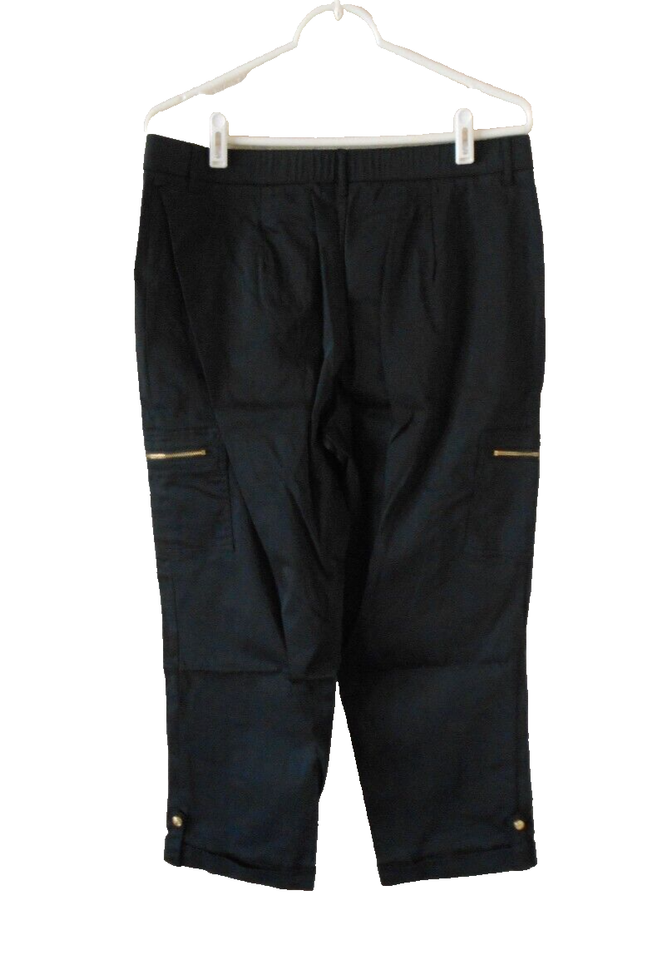 LEMON WAY - Stretch Utility Cotton Twill Cargo Crop Pants, Black, 14 | eBay