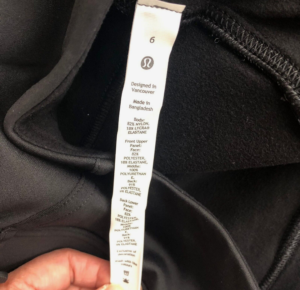 NWT Lululemon Tech Fleece HR Run Tight 28” Size 6 Black - LW5EYNS BLK ...