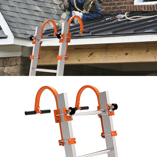 2 Pack Heavy Duty Ladder Roof Hook for Roof Ridge with Wheel Rubber ...