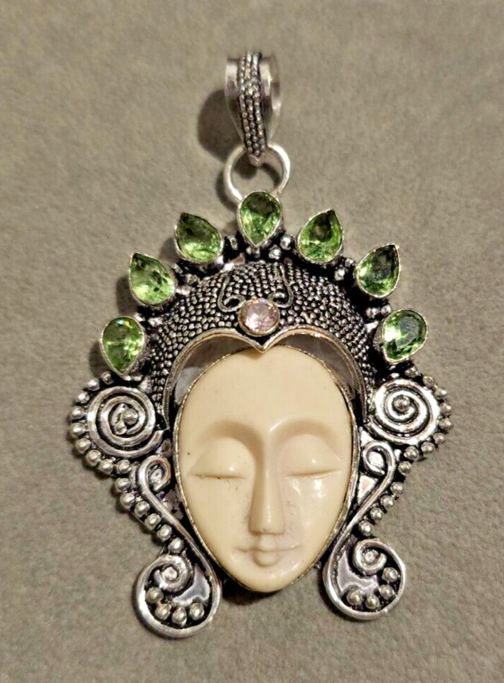 925 Sterling Silver Ivory Color Bali Goddess Pendant … - Gem